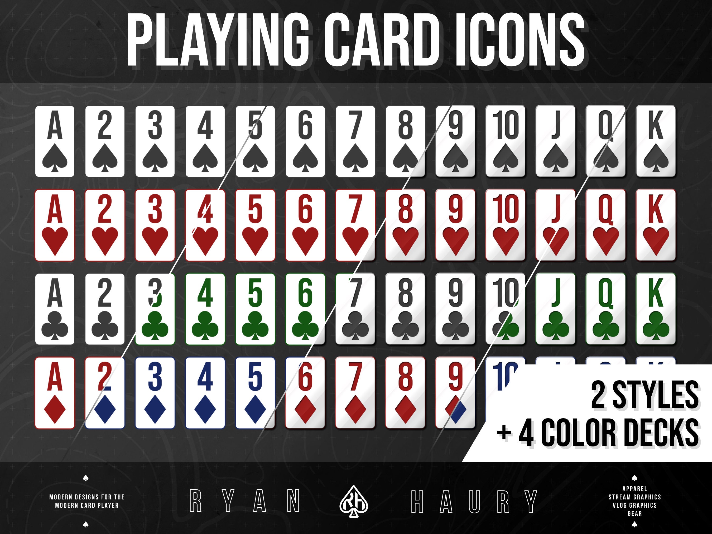 Poker Vlog Playing Card Graphics Pack for Poker Vlogs 52 Cards - Etsy