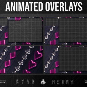 Animated Poker Livestream Overlays Neon Hot Pink Suits Theme Poker ...