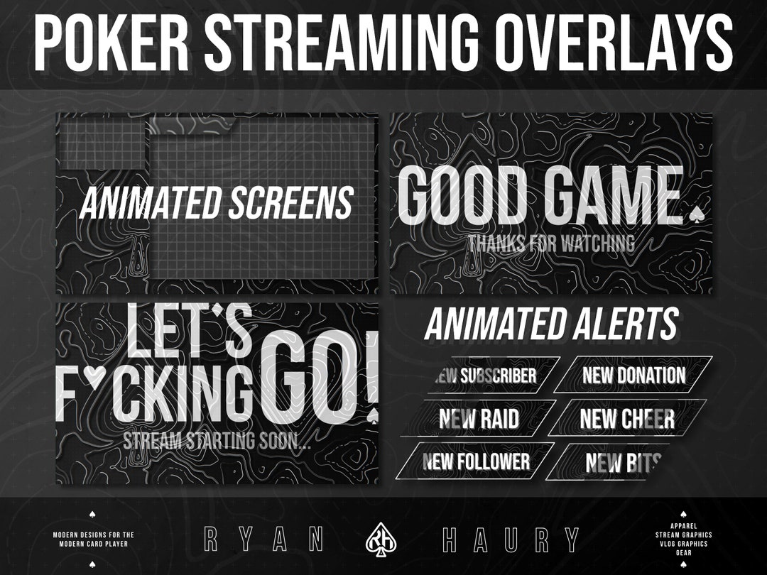 Animated Poker Livestream Overlays Topographic Map Playing Card Suits ...