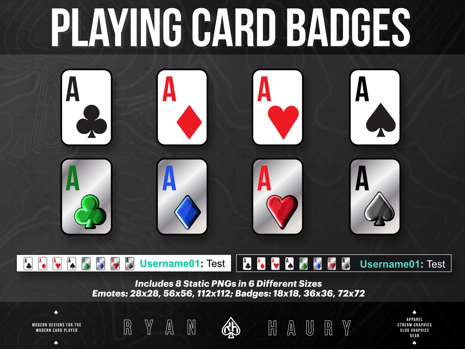 Poker Aces Badges Emotes Icon Pack for Livestream Chat Twitch Subs ...
