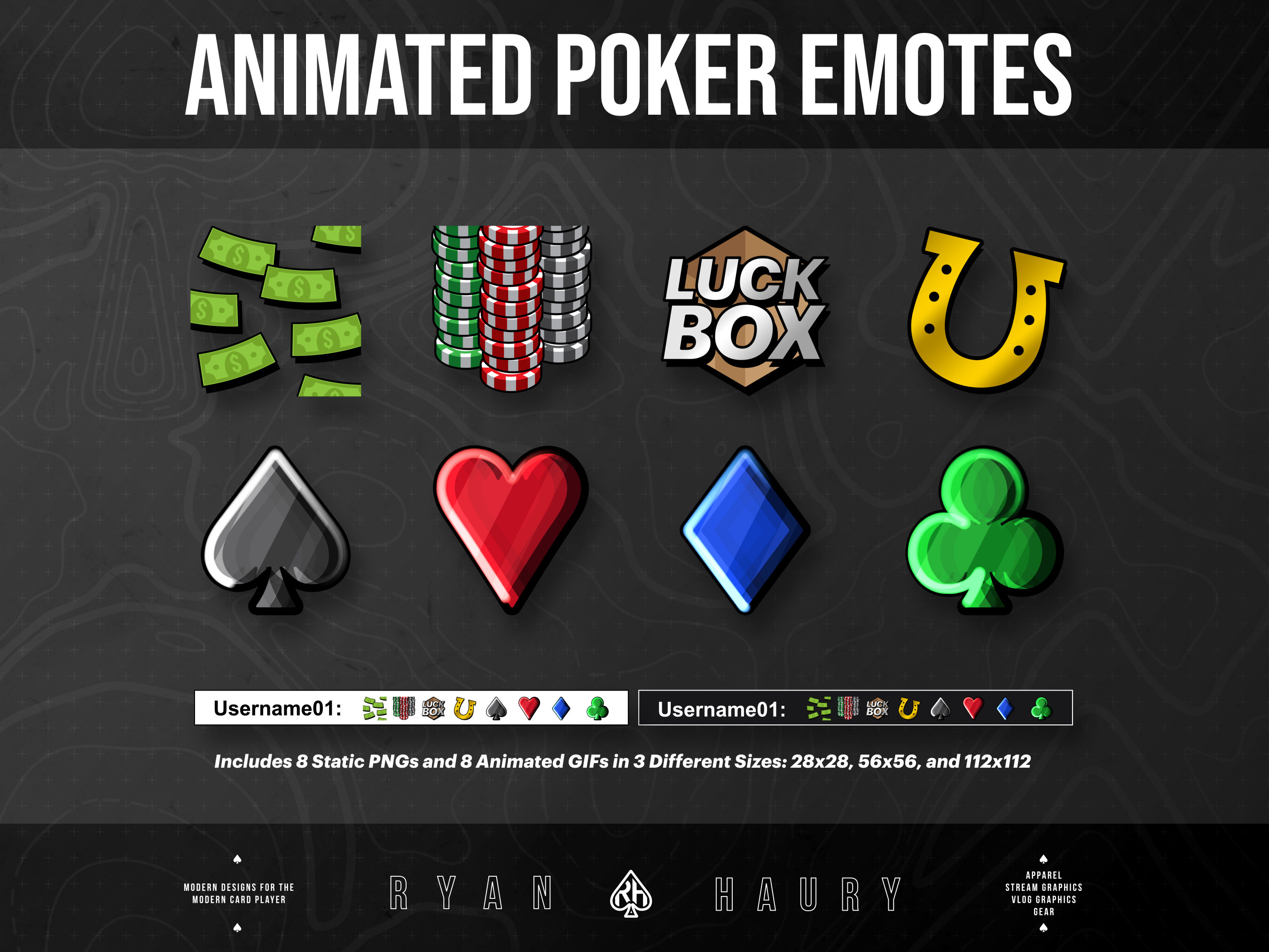 Animated Poker Emotes Icons Pack for Livestream Chat Twitch Discord ...