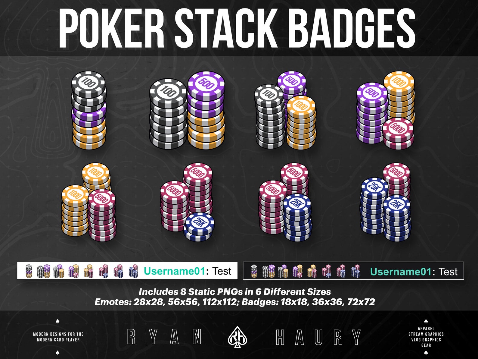 Poker Badges Emotes Icon Pack for Livestream Chat Twitch Subs Discord ...