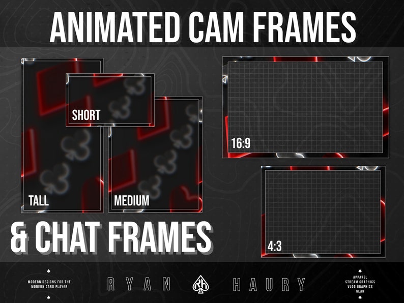 Animated Poker Livestream Overlays Neon Suits Theme Poker Content ...