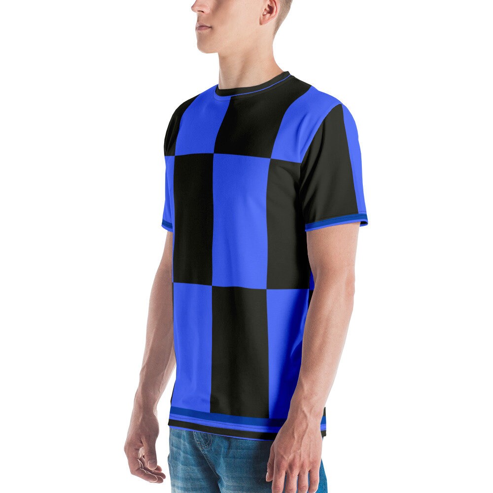 Men's Dark Blue Block Tshirt, Mens Color Block Shirt, Square Block T ...