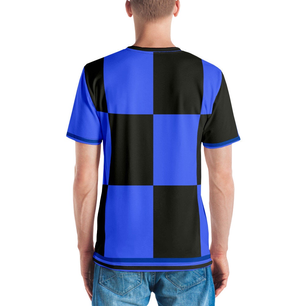 Men's Dark Blue Block Tshirt, Mens Color Block Shirt, Square Block T ...