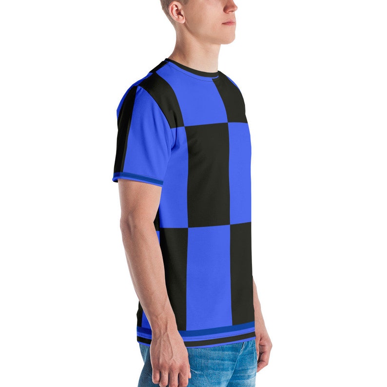 Men's Dark Blue Block Tshirt, Mens Color Block Shirt, Square Block T ...