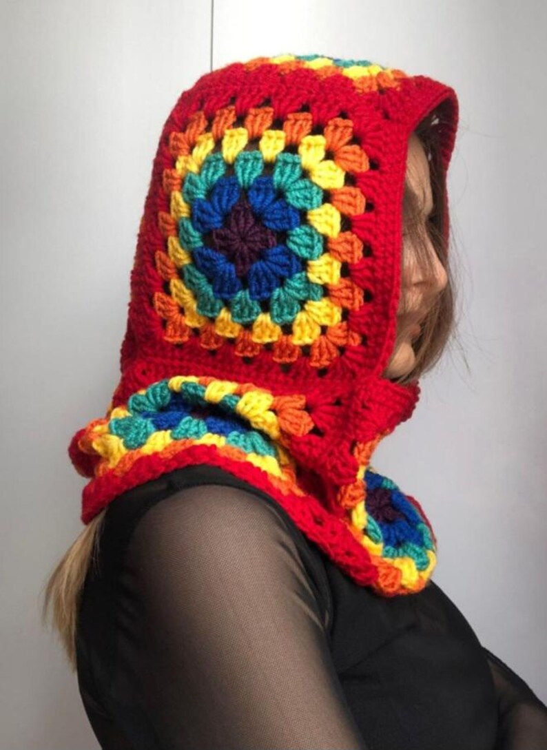 Crochet Balaclava, Crochet Rainbow Balaclava, Granny Square Balaclava ...