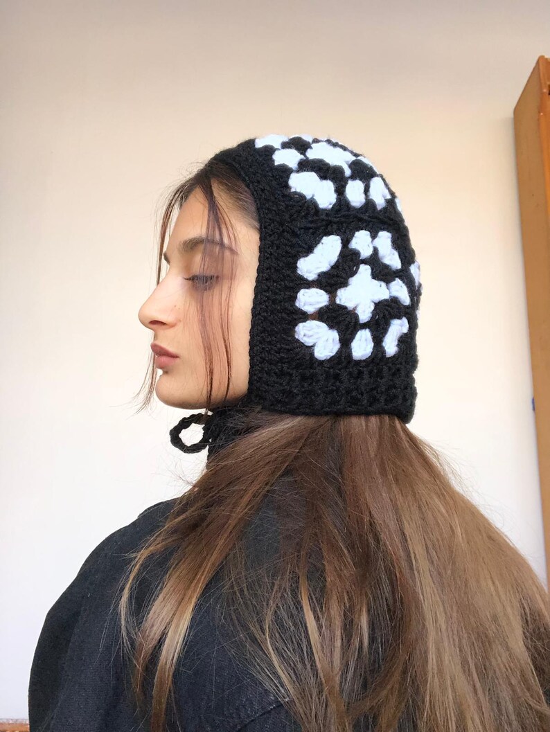 Crochet Granny Square Bonnet, Granny Square Bonnet, Crochet Bonnet ...