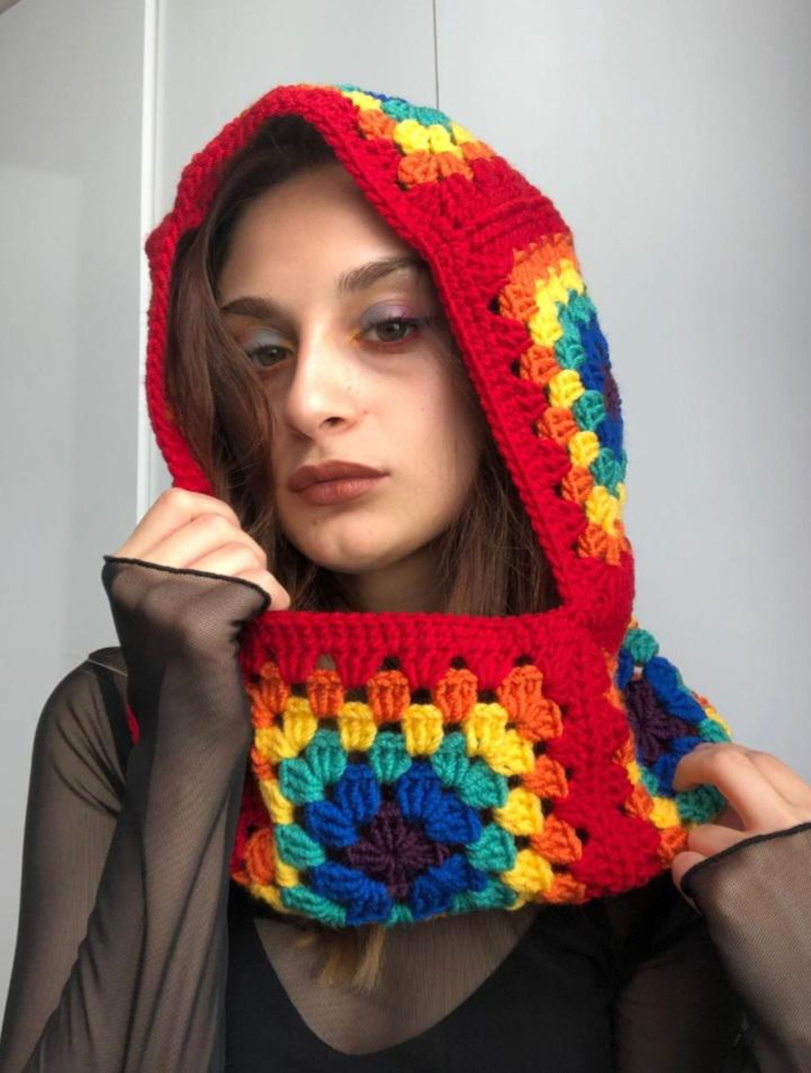 Crochet Balaclava, Crochet Rainbow Balaclava, Granny Square Balaclava ...