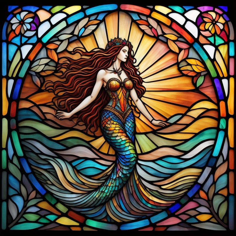 Stain Glass Mermaid - Etsy