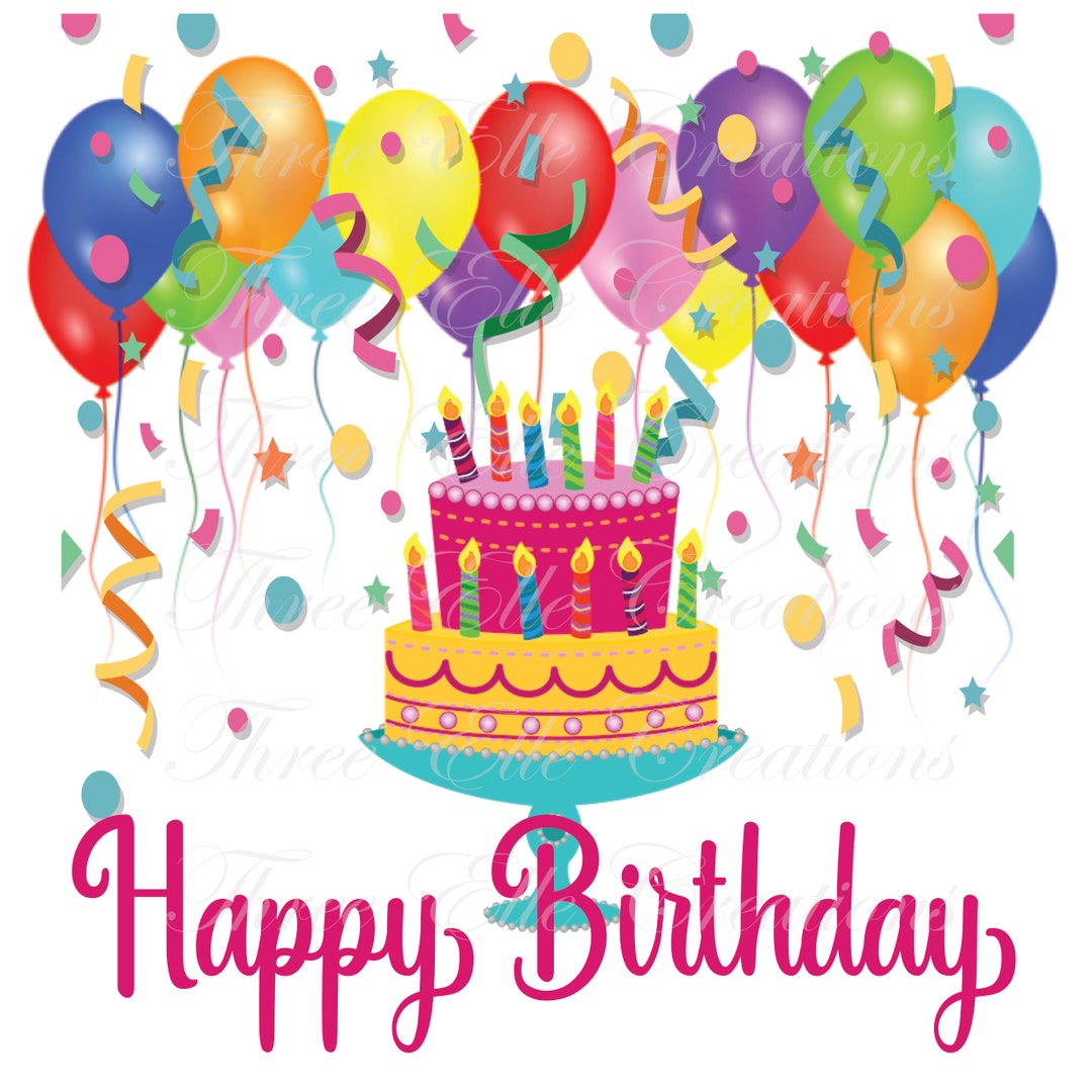 Happy Birthday, Birthday Celebration, Cake & Balloons Square Sign ...