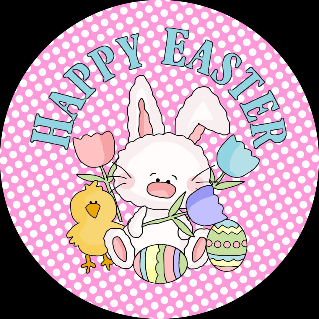 Happy Easter Metal Wreath Sign: Spring Bunny Decor - Etsy