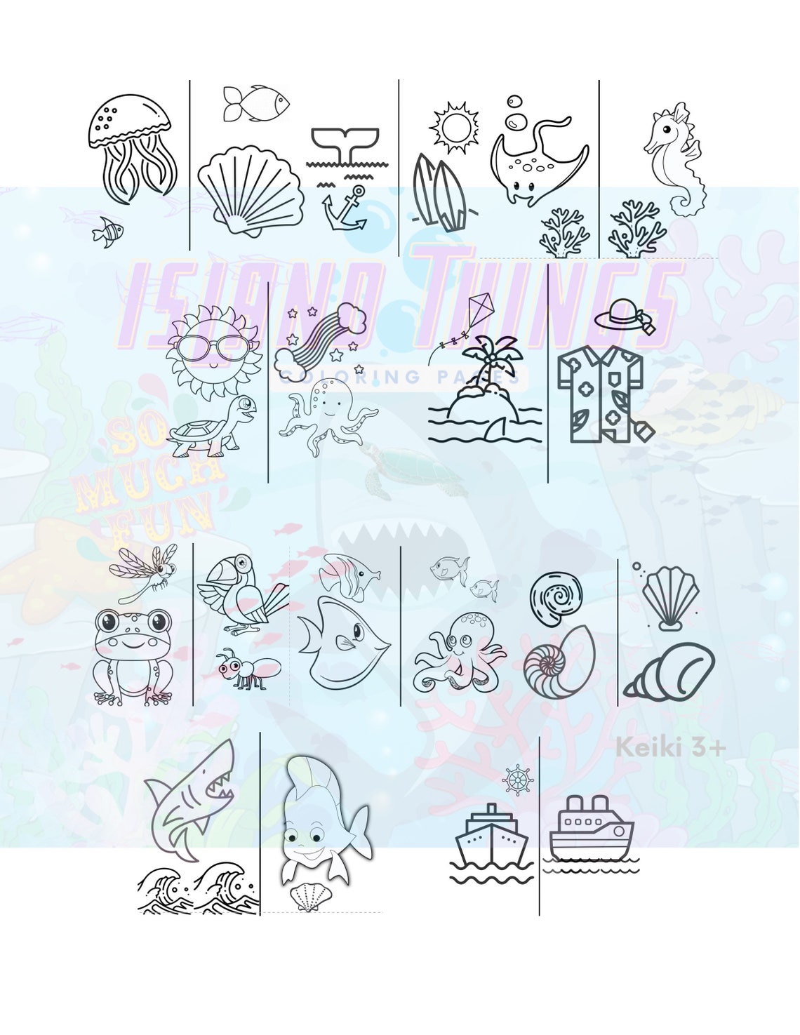 Coloring Pages: Island Things - Etsy