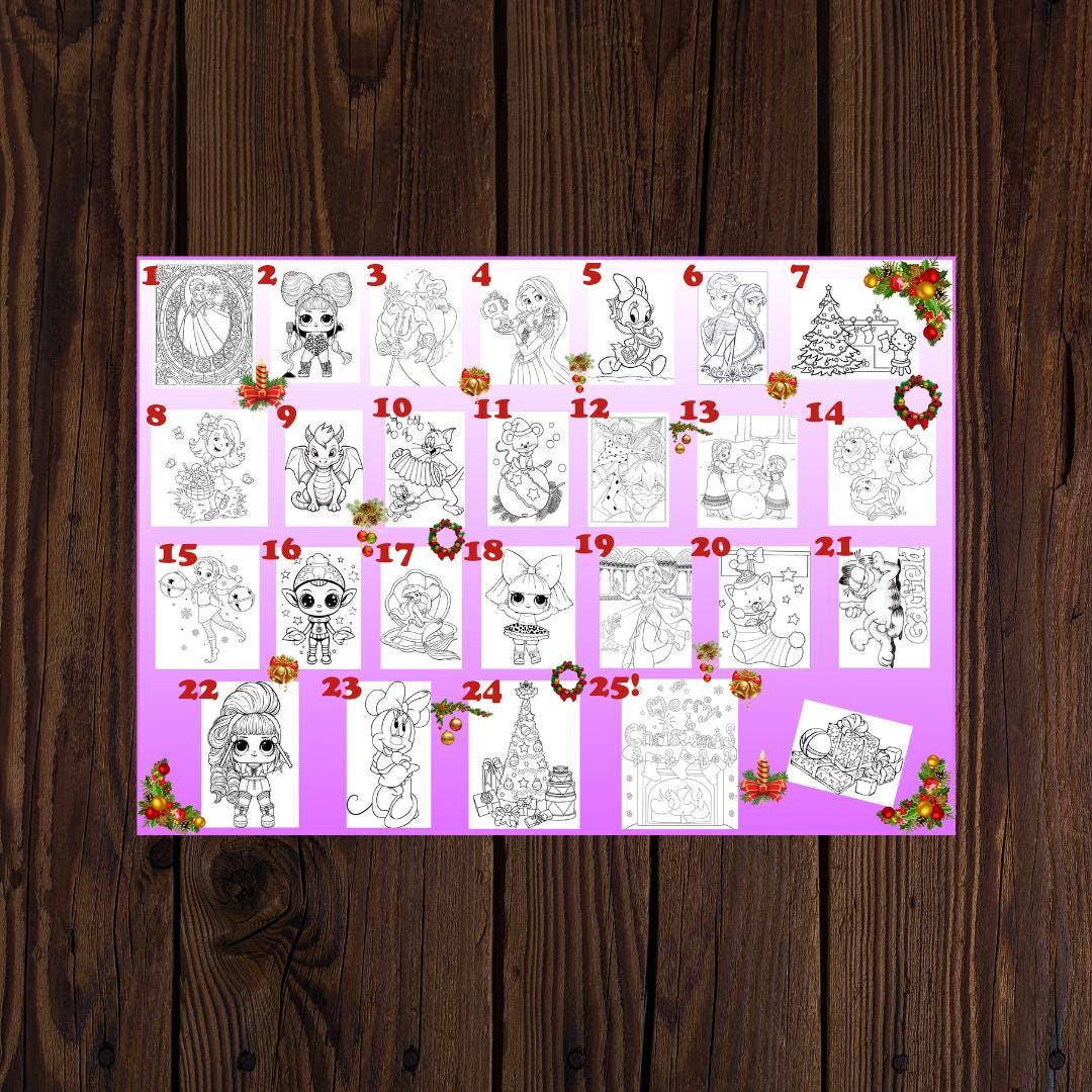Big Christmas Coloring Page, Advent Calendar, Coloring Page for Girls ...