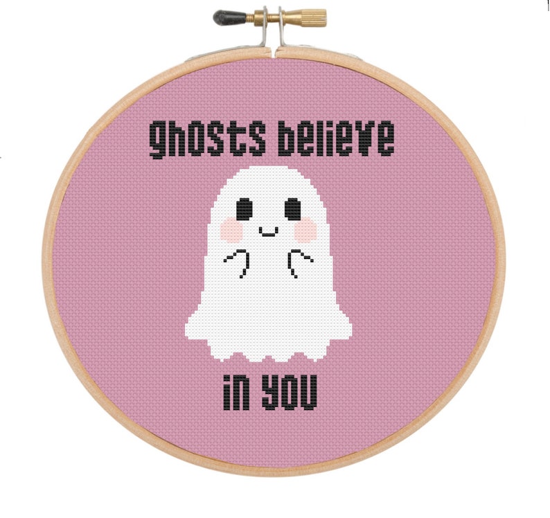 Ghosts Believe in You Cute Blushing Ghost Cross Stitch Pattern ...