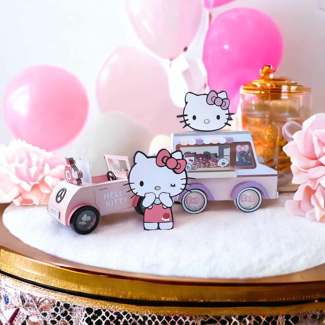 Pink Kitty Car| Center Piece| Room Decorations| Rolling Car| Hellokitty Decor - Etsy