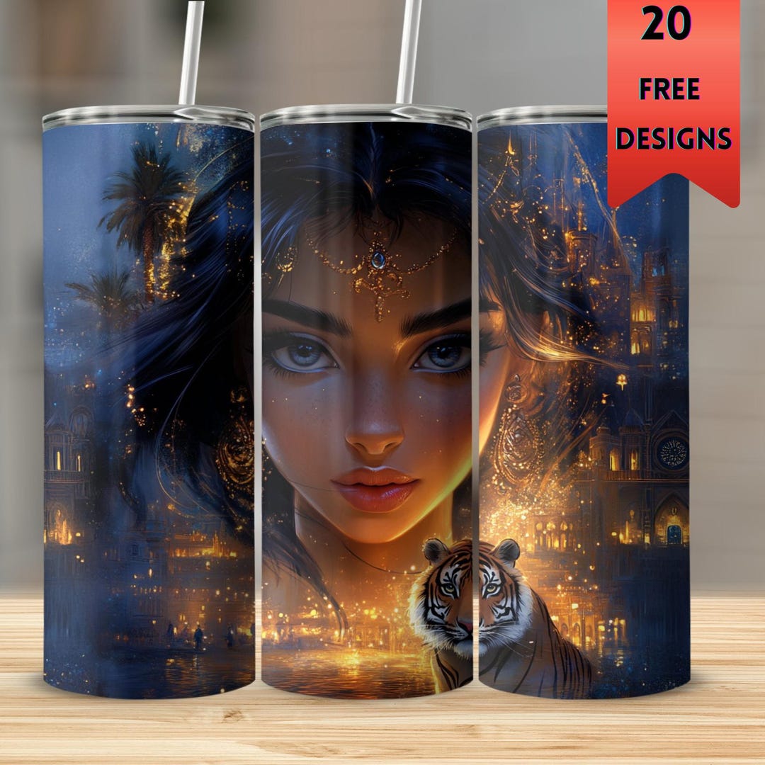Arabian Princess Tumbler Wrap, Princess and Tiger, Digital Design ...