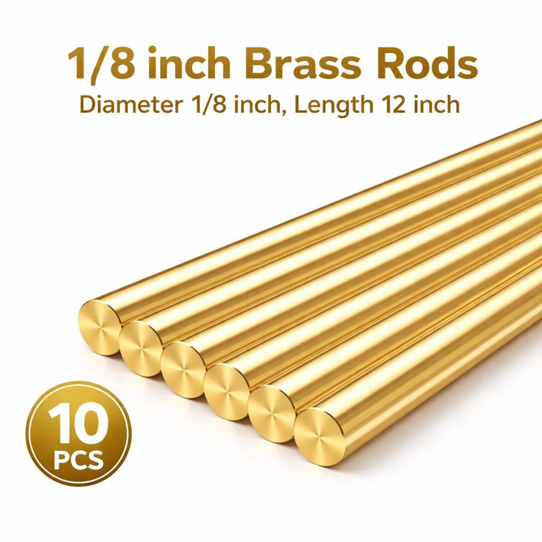 Solid Brass Rod Rounds for Crafts, 1/8 Inch 12 Inch Brass Rods for ...