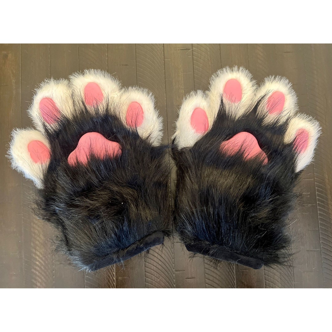 Black Furry Paws, Fursuit Gloves, Black Cat Paws, Furry Costume ...