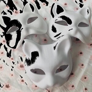 DIY White Paper Mache Cat Mask: Therian Gear Costume Mask - Set of 2 - Etsy