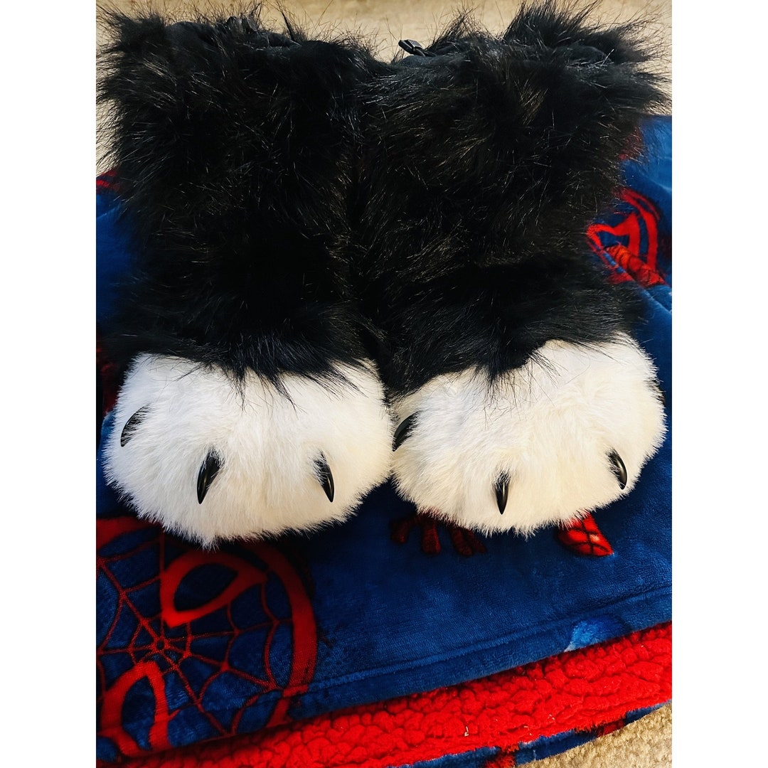 Black White Cat Furrysuit Paws Feet, Fursuit Feet Furry Paw Shoes ...