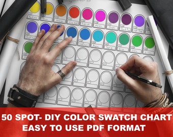 Printable Color Blend Chart 20 Colors Blank Swatch Chart - Etsy