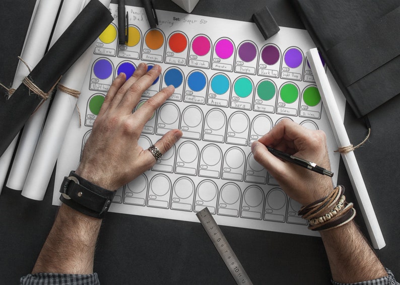 100 Color Printable Swatch Chart- Generic - DIY- Artist Reference ...