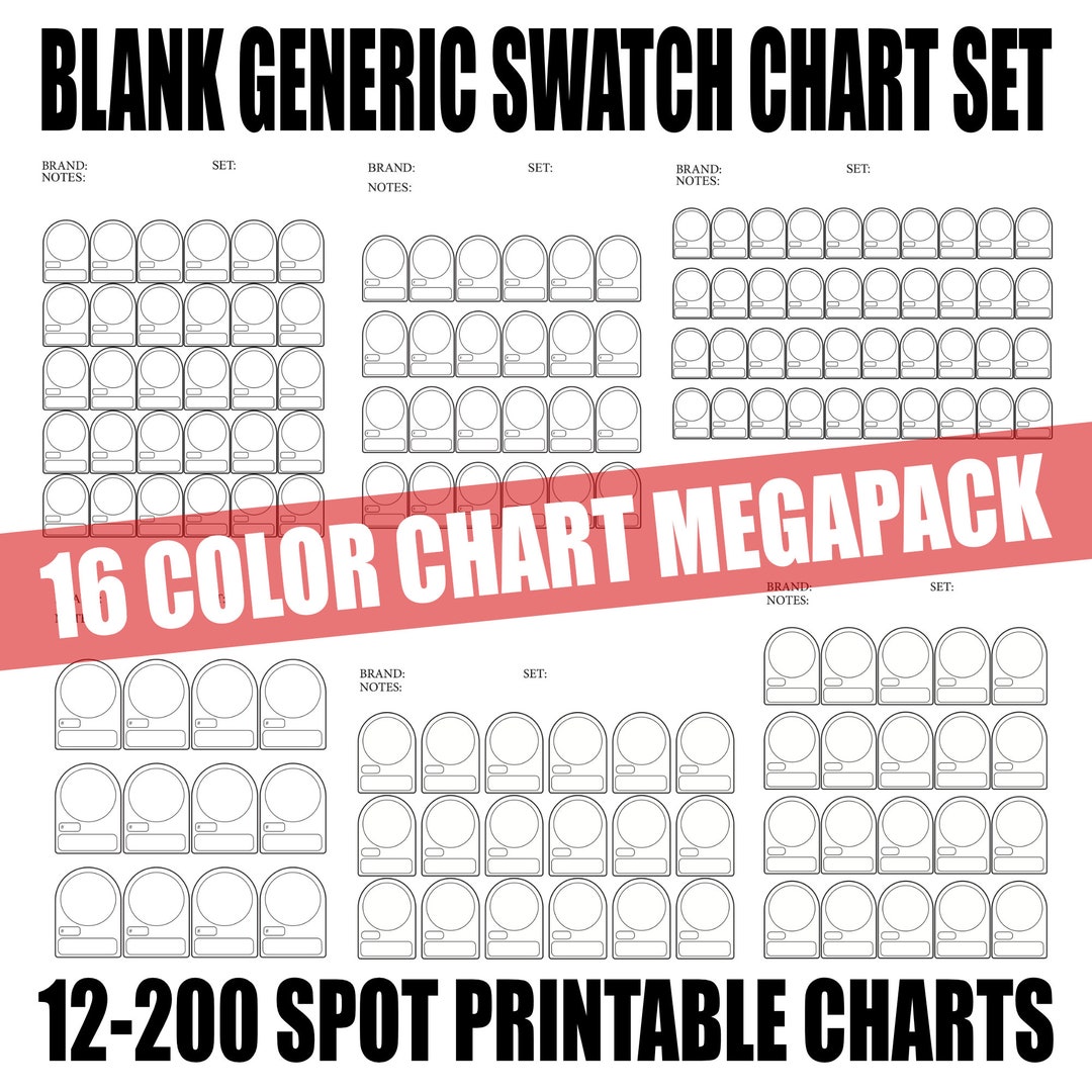 16 Printable Color Swatch Chart Mega Pack DIY Generic Colored Pencils ...