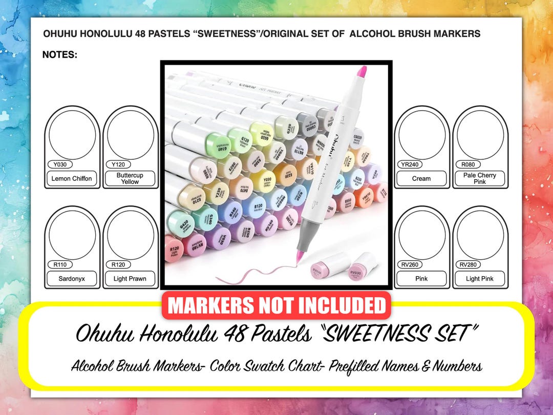 Ohuhu Honolulu 48 "sweetness"/original Pastelcolor Alcohol Marker ...