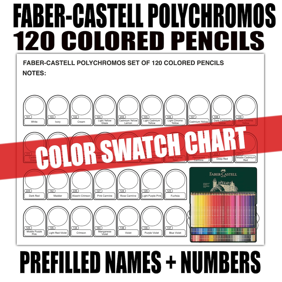 Faber-castell 120 Polychromos Colored Pencils Color Chart Prefilled ...