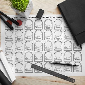 120 BRUTFUNER Squares Oily Colored Pencils- Color Swatch Chart ...