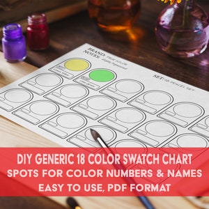 18 Color Printable Swatch Chart- Generic - DIY- Artist Reference ...