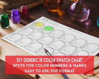 36 Color Printable Swatch Chart Generic DIY Artist - Etsy