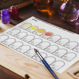 DERWENT INKTENSE 24 Colored Pencils Color Chart- Prefilled Swatch ...