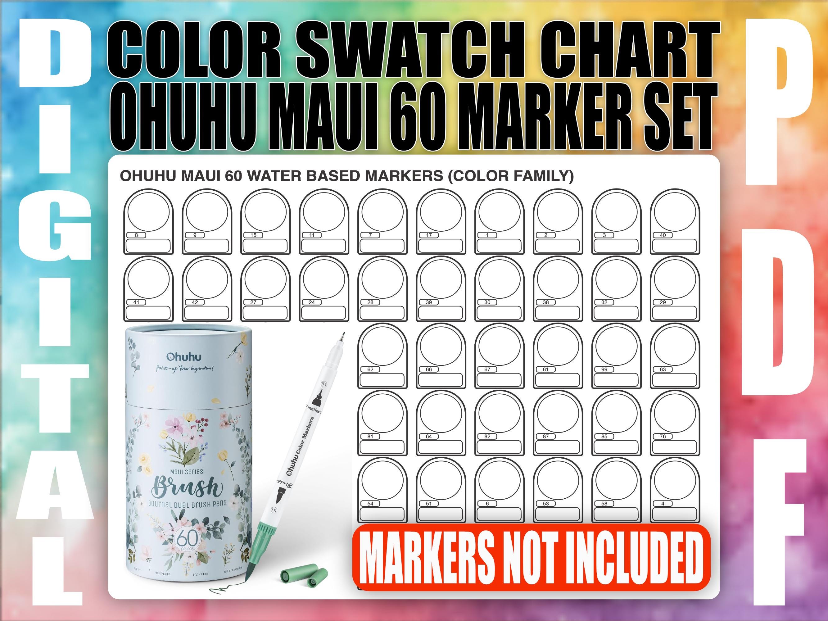 Ohuhu Maui 60 Marker Swatch Chart (printable PDF) - Etsy