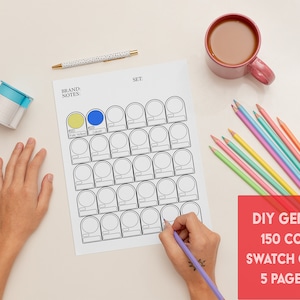 150 Color Swatch Chart Printable- Generic - DIY- Artist Reference ...