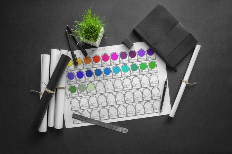 100 Color Printable Swatch Chart- Generic - DIY- Artist Reference ...