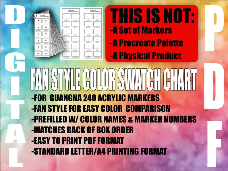 Guangna 240 Color Swatch Chart Cards for the Acrylic Marker Set - Etsy