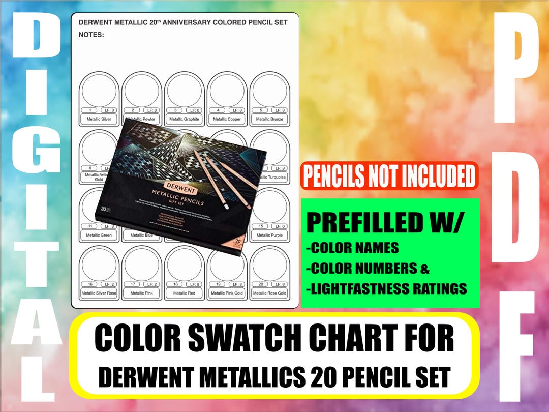 PDF- Derwent Metallic 20th Anniversary Set Colored Pencils Color Swatch ...
