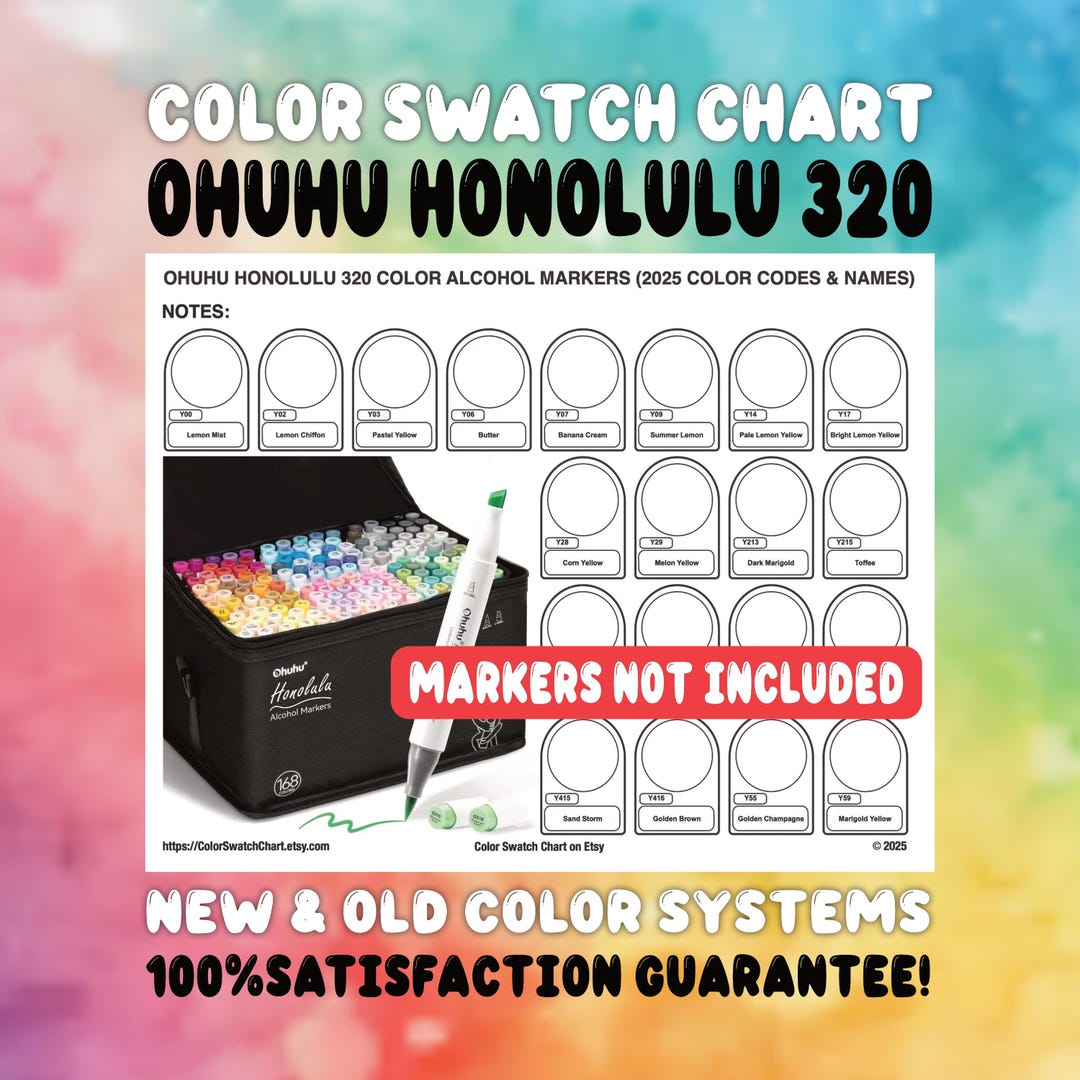 Ohuhu Honolulu 320 Marker Swatch Chart: New & Old Color Systems (PDF ...