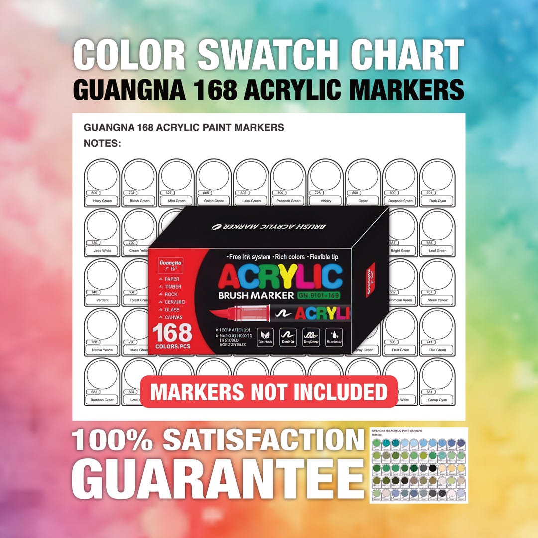 Guangna 168 Color Swatch Chart (PDF Sheets) - Etsy