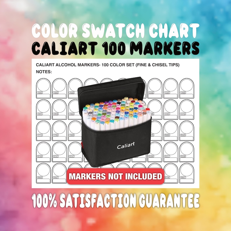 CALIART 100 Marker Color Swatch Chart- PDF Template Sheet - Etsy