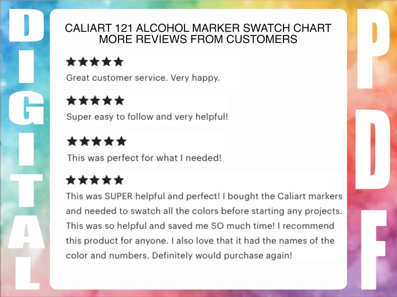 CALIART 121 Color Alcohol Brush Marker Set Swatch Chart- Prefilled ...