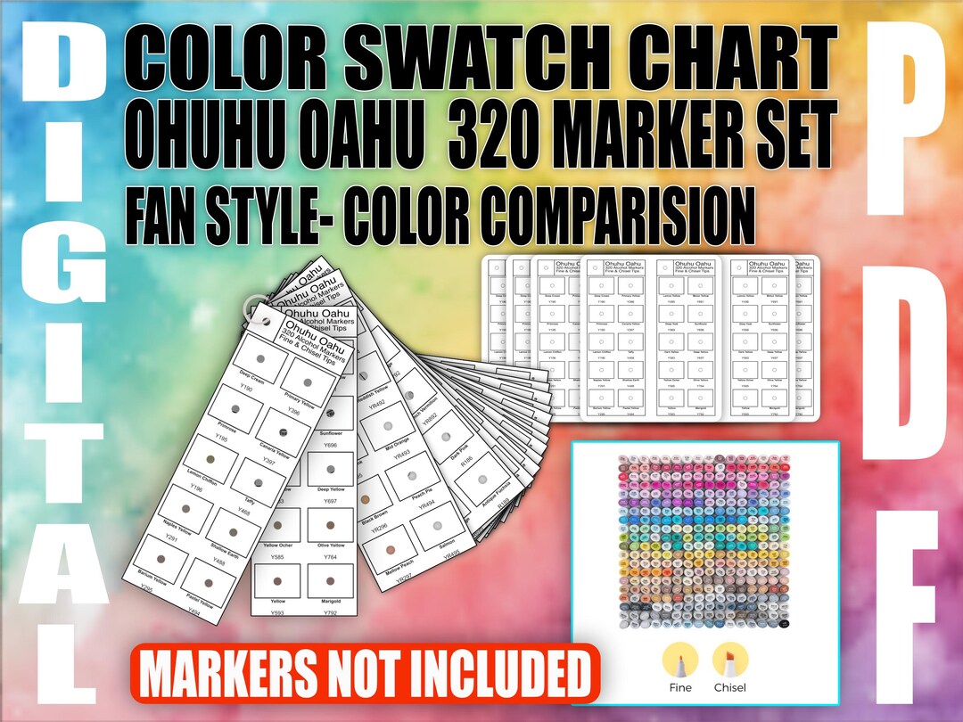OHUHU OAHU 320- Fan Style Color Chart- Alcohol Marker Set- Chisel ...