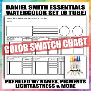 DANIEL SMITH Watercolor Essentials Set Color Swatch Chart- Prefilled ...