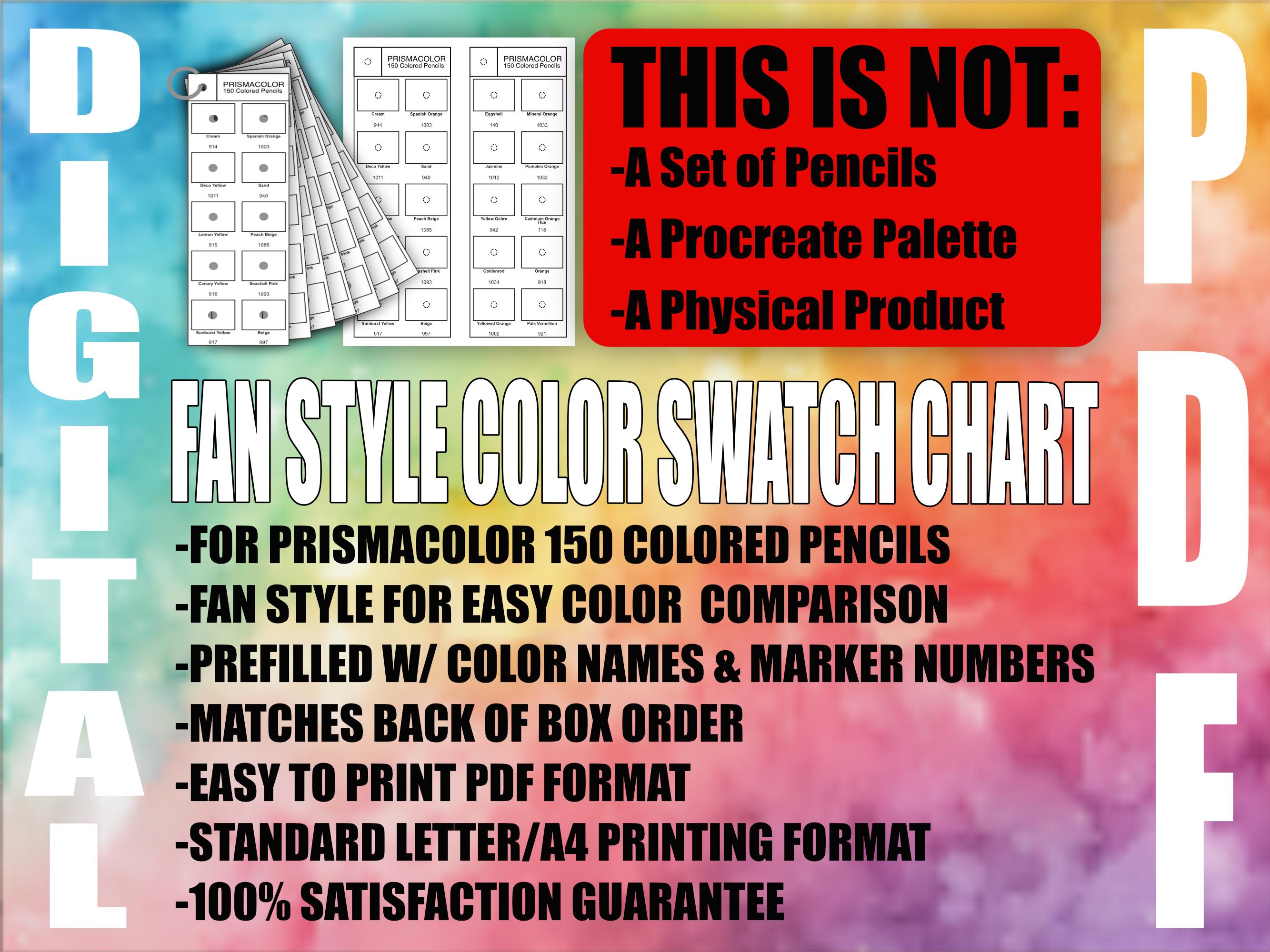 Prismacolor 150 Color Chart Cards- Fan Style Swatch Template (printable ...