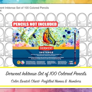 DERWENT INKTENSE 100 Colored Pencils Color Swatch Chart- Prefilled ...