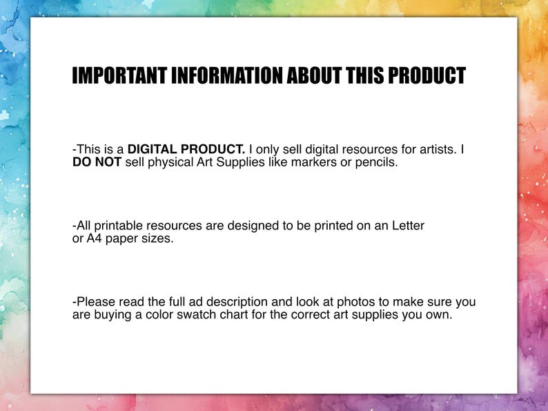 50 Color Printable Swatch Chart- Generic - DIY- Artist Reference ...