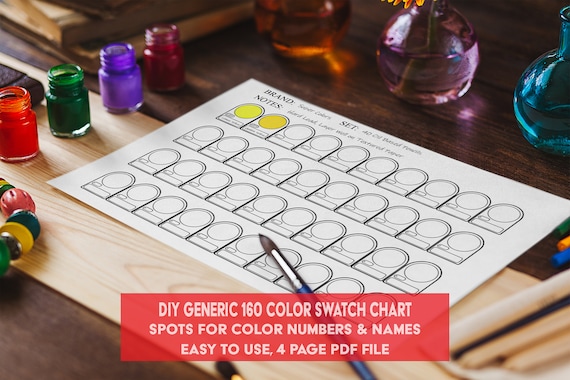 160 Color Swatch Chart Printable Generic DIY Artist - Etsy