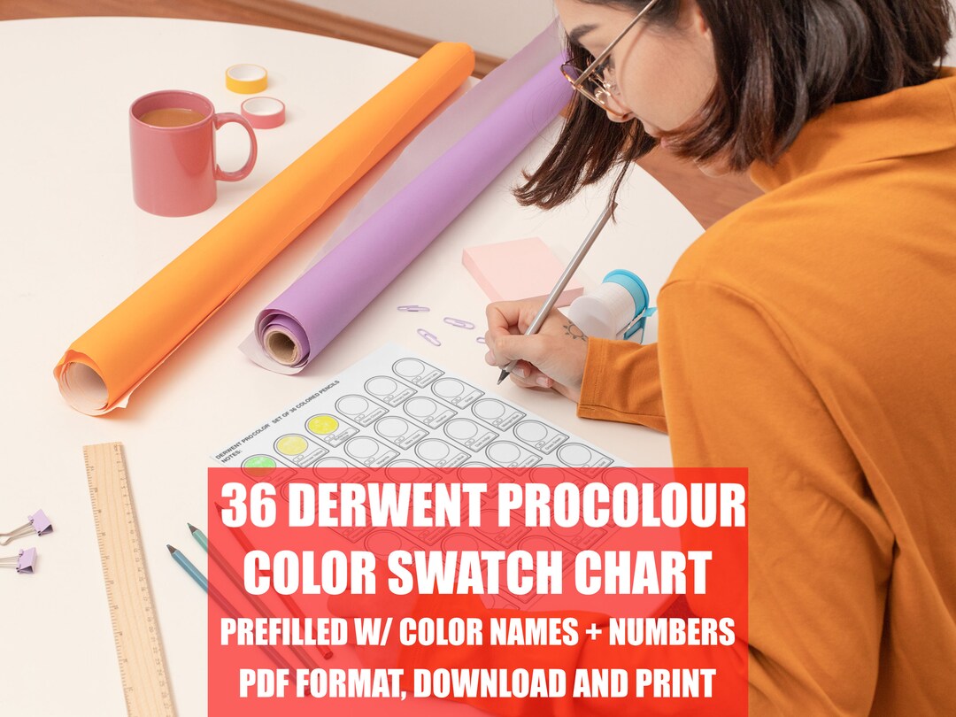 Derwent Procolour 36 Colored Pencils Color Chart Prefilled - Etsy